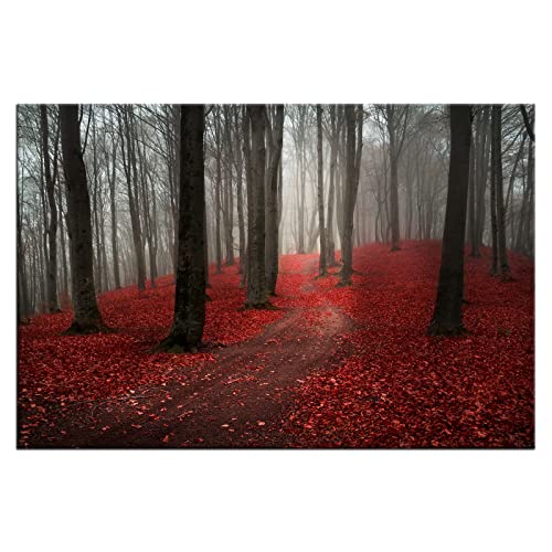 QYHART Forest Canvas Wall Art Posters HD Pictures Prints Artwork for Living Room Bedroom Modern Home Decor Painting Stretched and Framed Ready to Hang [18''W x 12''H]