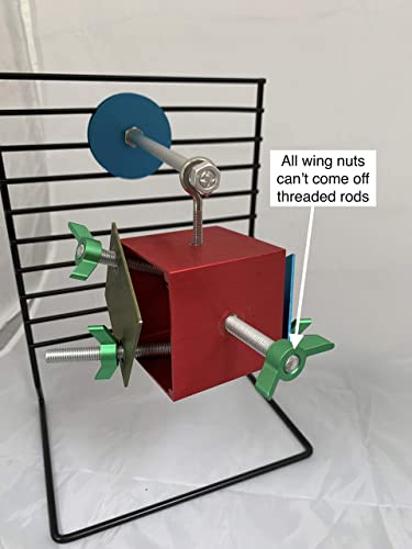 Busy Bird | Box Foraging Bird Toy - Rounded Corners, Non-Removable Wing Nuts - 100% Metal, Ultimate Brain Teaser and Mind Game for Medium to Extra Large Birds