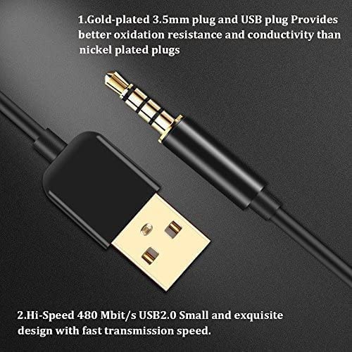 AGPTEK 3.5mm Jack Charge Cable, Male to USB 2.0 Data Sync & Charger Cable for MP3 / MP4 Players, Recorders, and Other Portable Devices, Gold-Plated, 0.8m / 2.6 feet, Black