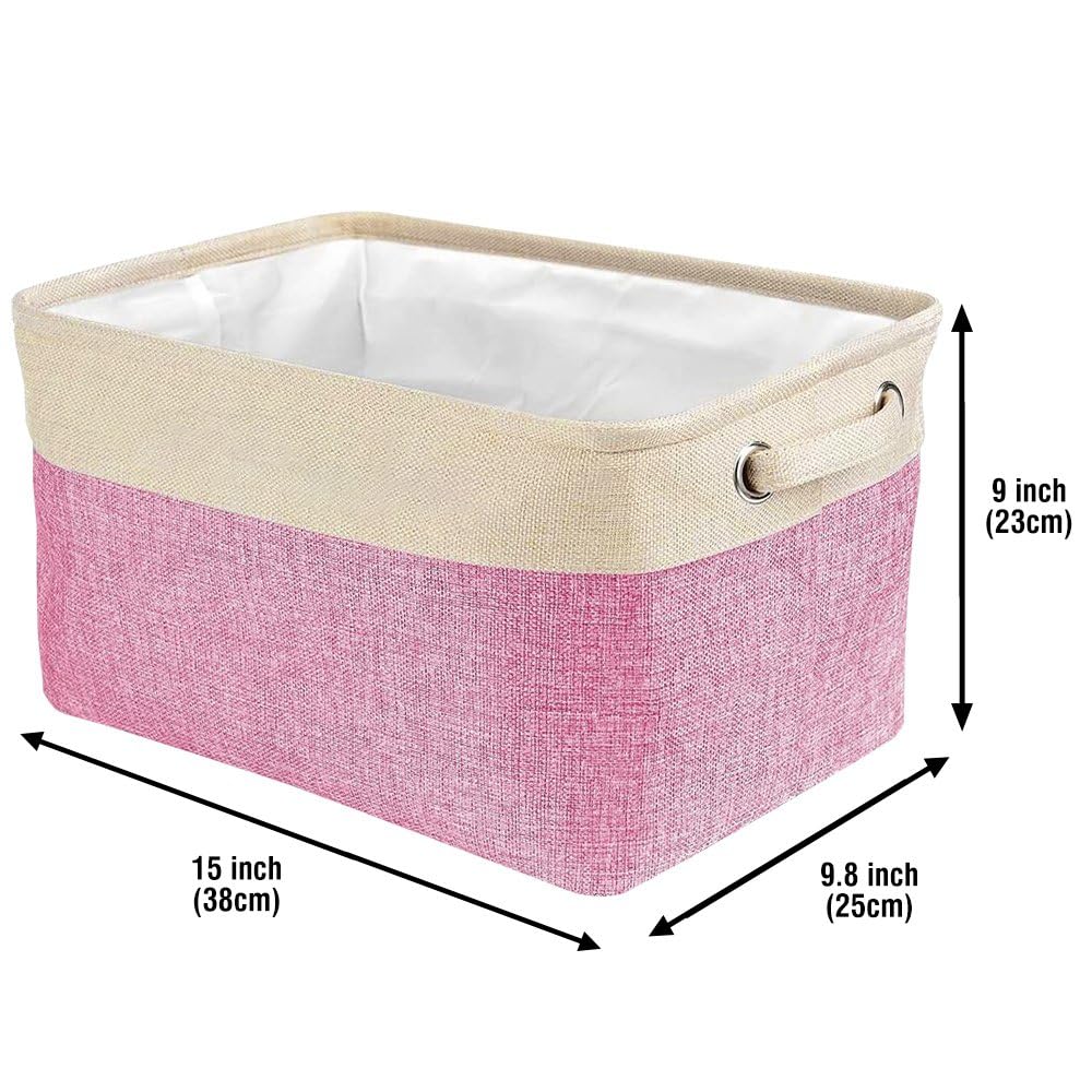 MALIHONG Personalized Foldable Storage Basket with Cute Dog Lhasa Apso Collapsible Sturdy Fabric Pet Toys Storage Bin Cube with Handles for Organizing Shelf Home Closet, Pink and White