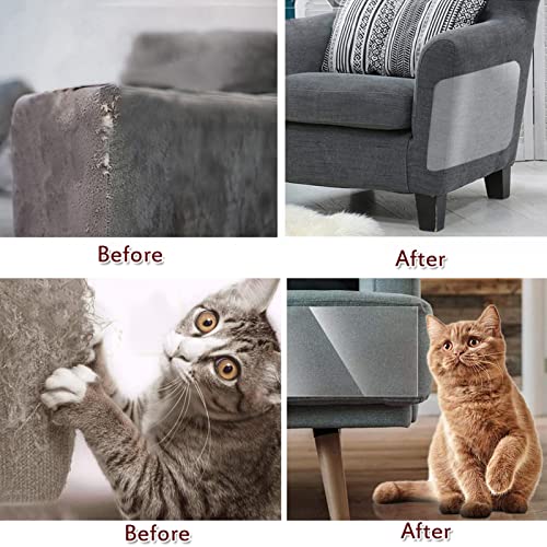 Cat Scratch Deterrent Tape - 12 x 17 Inches 8 PCS - Furniture Protector from Pet Scratch, Clear Double Side Anti-Scratch Cats Training Tape Sheets - Couch, Door, Walls, Carpet Protector β Residue Free