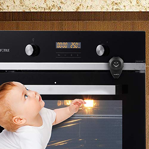 HoneSecur Oven Lock Child Safety, Oven Front Door Lock Child Proof, Heat-Resistant Easy to Install 3m Adhesive for Kids Toddlers Dishwasher, Microwave Lock - Black