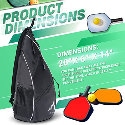 Himal Pickleball Bag- Adjustable Pickleball,Tennis,Racketball Sling Bag - Pickleball Backpack with Water Bottle Holder for Men and Women
