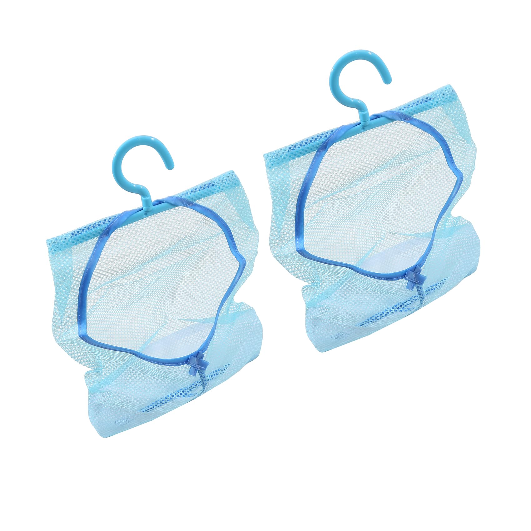 2 PCS Portable Hanging Mesh Pocket with Rotatable Hook,Bath Storage Organizers for Travel,Camper,RV,Gym,Cruise,Cabin,College Dorm Shower (Blue)