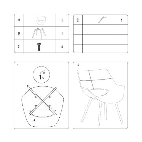 CangLong Upholstered Dining Accent Arm Chairs with Natual Color Metal Legs for Kitchen, Dining, Living, Guest, Bed Room, Set of 1, Grey