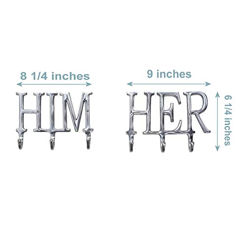 Bliss & Dane His and Hers Towel Hooks for Bathrooms | Set of 2 HIM and HER | Towel Racks for Bathroom |6 Robe Hooks | Bathroom Organizer | Wall Mounted | Bathroom Towel Rack | His and Hers Gifts