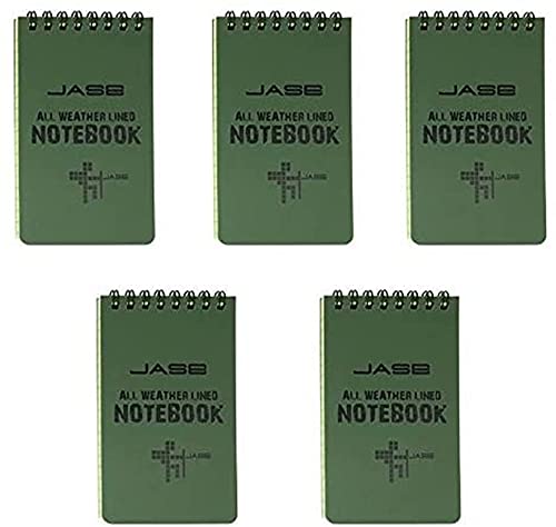 All-Weather Top-Spiral Notebook 3" x 5" Green Cover Waterproof Shower Aqua Notes Notepad Notebook(5 Pack)1