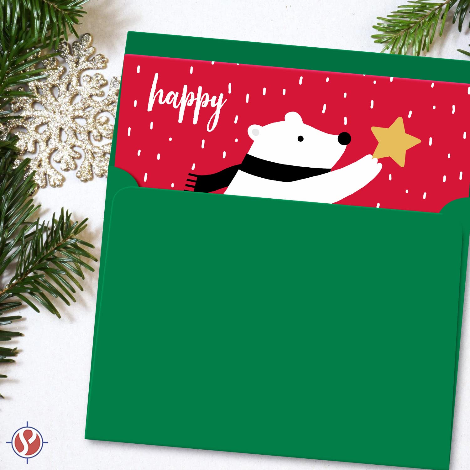 Blank Red A2 (4.25" x 5.5") Cards with Green Envelopes β Great for Customized and Personalized Holiday, Christmas and New Year Greetings, Party Invitations, Thank You Cards and Announcements β 25 SETS