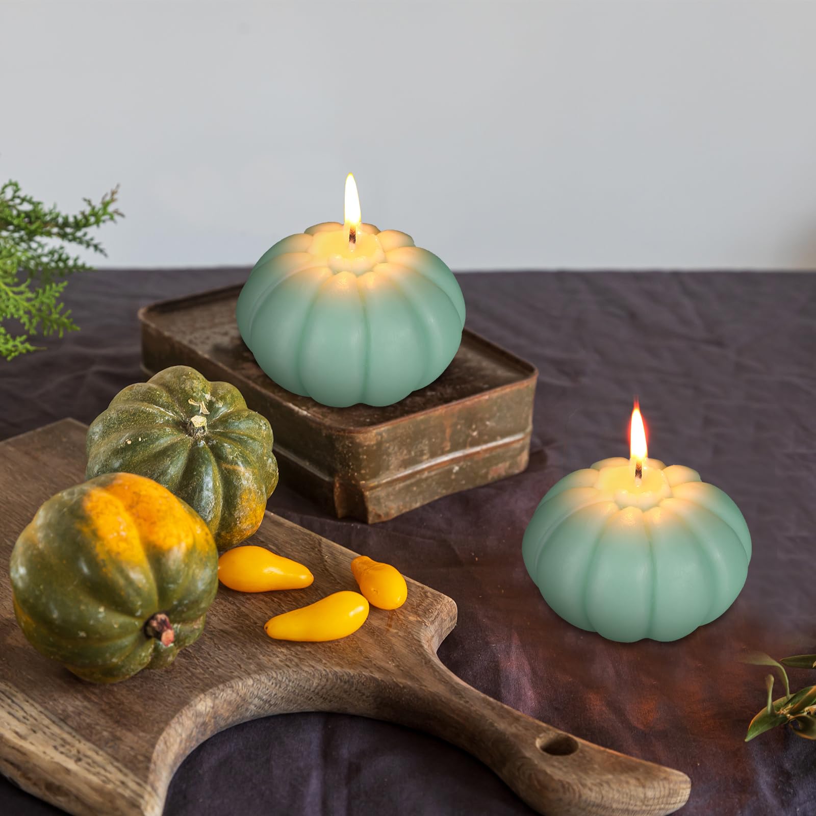 2 Pieces Pumpkin Shaped Scented Candles Thanksgiving Fall Pumpkin Candles Decoration Halloween Aromatherapy Candle for Home Kitchen Table Decor Halloween Party Supplies (White)