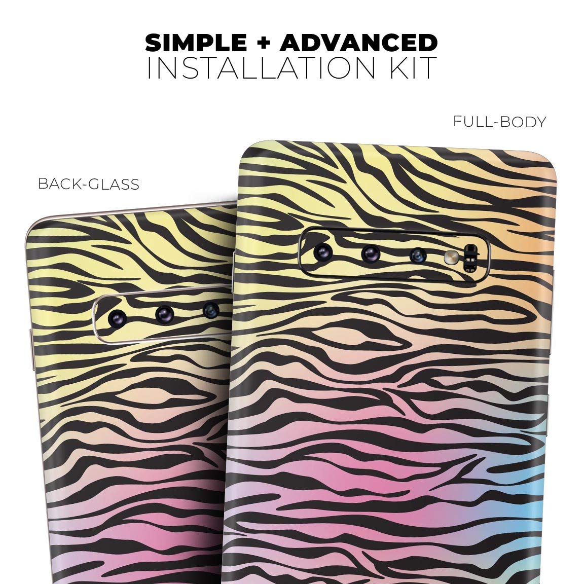 DesignSkinz Rainbow Colored Vector Black Zebra Print Protective Vinyl Decal Wrap Skin Cover Compatible with The Samsung Galaxy S20 (Screen Trim & Back Glass Skin)