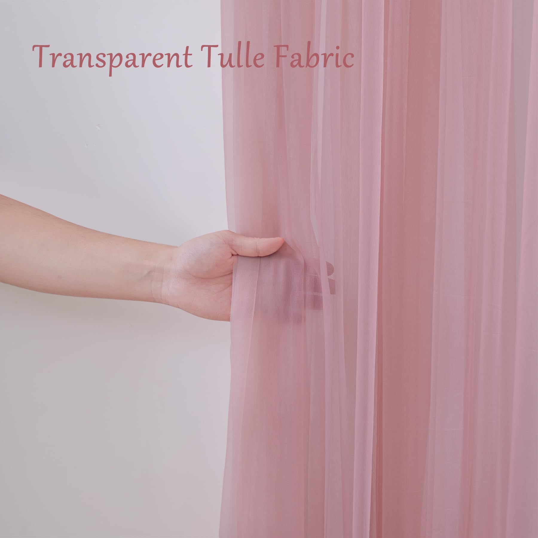10x10 Dusty Rose Tulle Backdrop Curtains for Parties, Sheer Backdrop Curtain Wedding Photo Backdrop Drapes for Baby Shower Photography Birthday Party