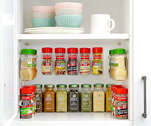 CAXXA 20 Clear Adhesive Spice Gripper Strip Clips, Spice Rack Dispenser, Kitchen Cabinet Holder, 4 Strips, Holds 20 Jars