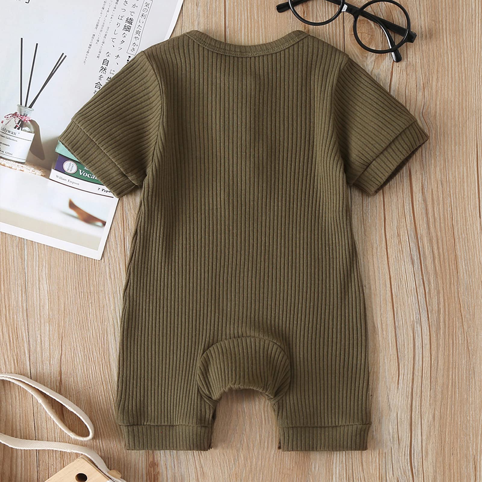 RELABTABY Newborn Baby Boy Girl 2 Pack Romper Unisex Infants Summer Solid Button Onesie Jumpsuit Outfits Clothes