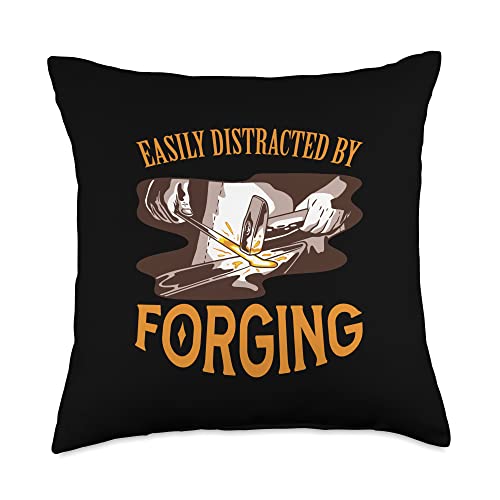 Anvil & Forging Designs Blacksmith Smith Forging Metalworking Funny Throw Pillow, 18x18, Multicolor