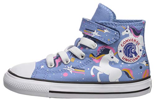 Converse Baby-Girl's Chuck Taylor All Star 1V Unicons Sneaker, Light Blue/Black/White, 3 M US Infant