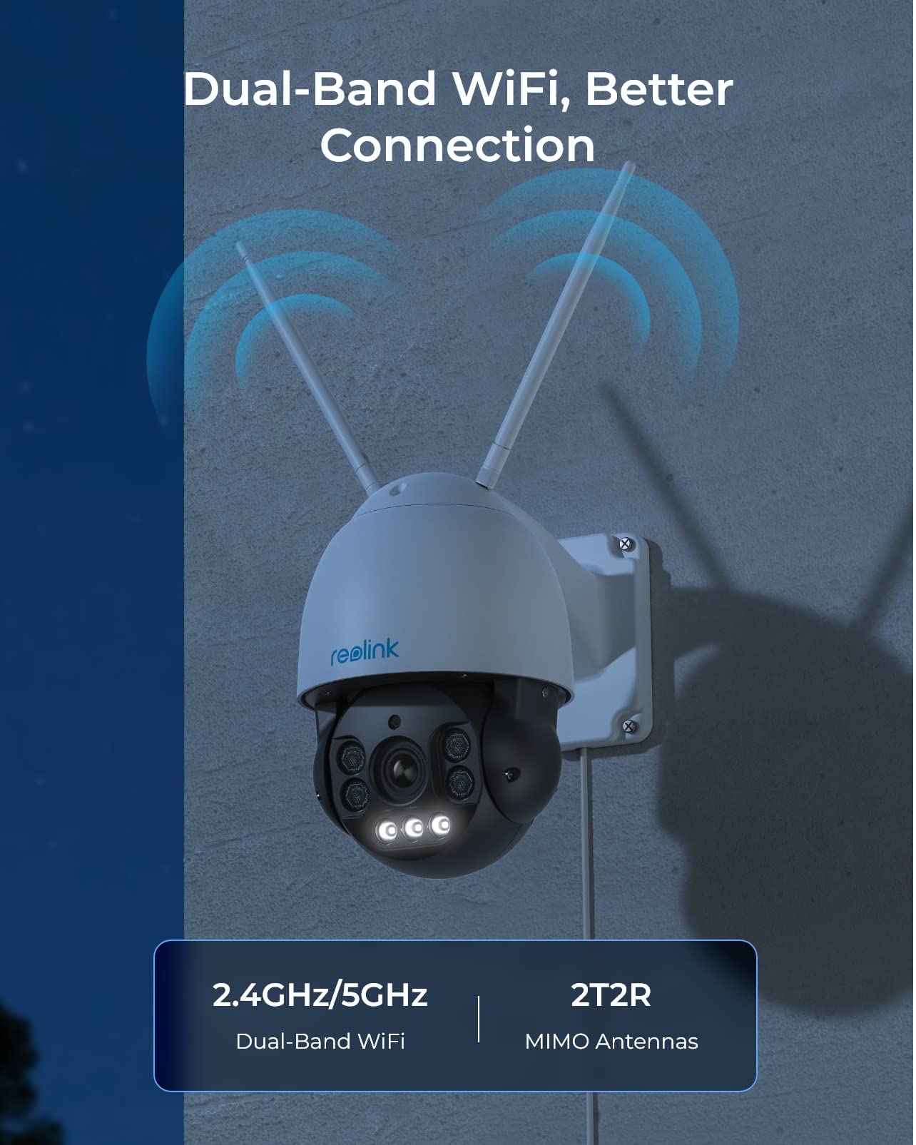 REOLINK RLC-523WA - PTZ Cameras Outdoor for Home Security, 5MP Wired WiFi Security Camera, 1920p, Auto Tracking, 5X Optical Zoom, AI Motion Detection, 2.4/5Ghz WiFi, Spotlights Color Night Vision
