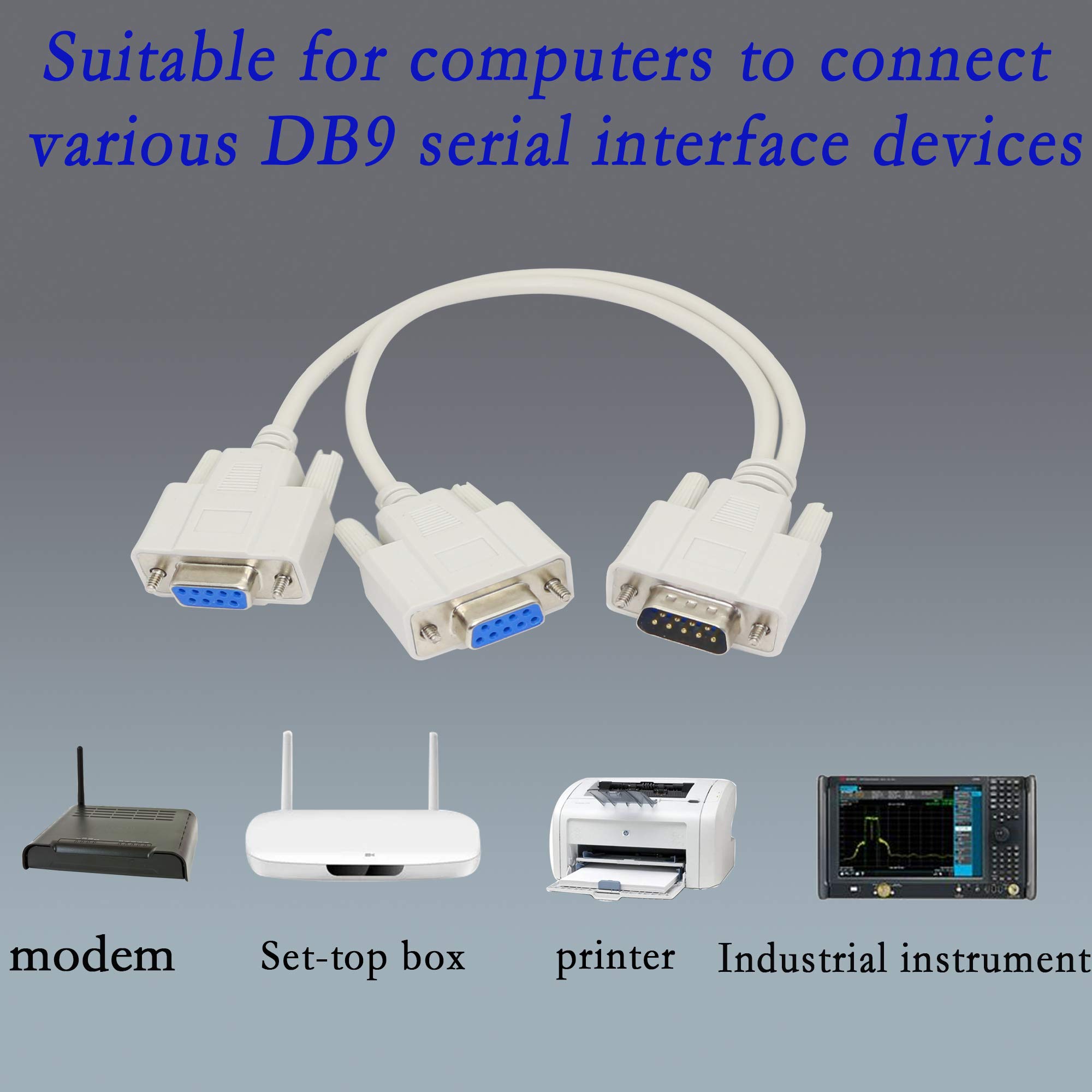 PNGKNYOCN 30cm DB9 Y Splitter Cable DB9 9 Pin 1 Male to 2 Female Rs232 Serial Splitter Adapter Straight-Through Cable YOUCHENG for Connect Various Serial Interface Devices