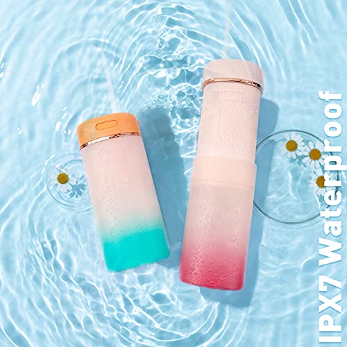 Matekxy Foldable Water Flosser, Cordless Rechargeable Oral Irrigator, IPX7 Waterproof 4 Modes Water Teeth Cleaner for Braces, Bridges Care, Home Travel Pink
