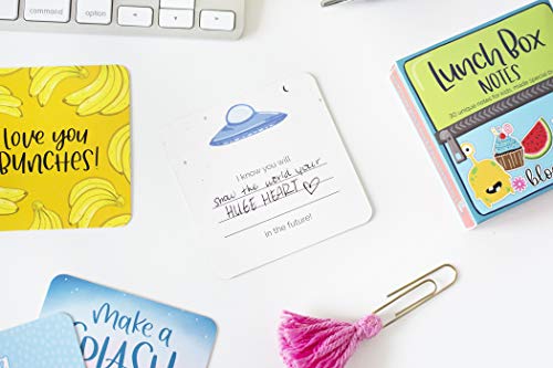 bloom daily planners Lunch Box Note Card Deck - Cute Sentimental Quote Cards for Kids - Set of Thirty 3" x 3" Cards - Assorted Designs