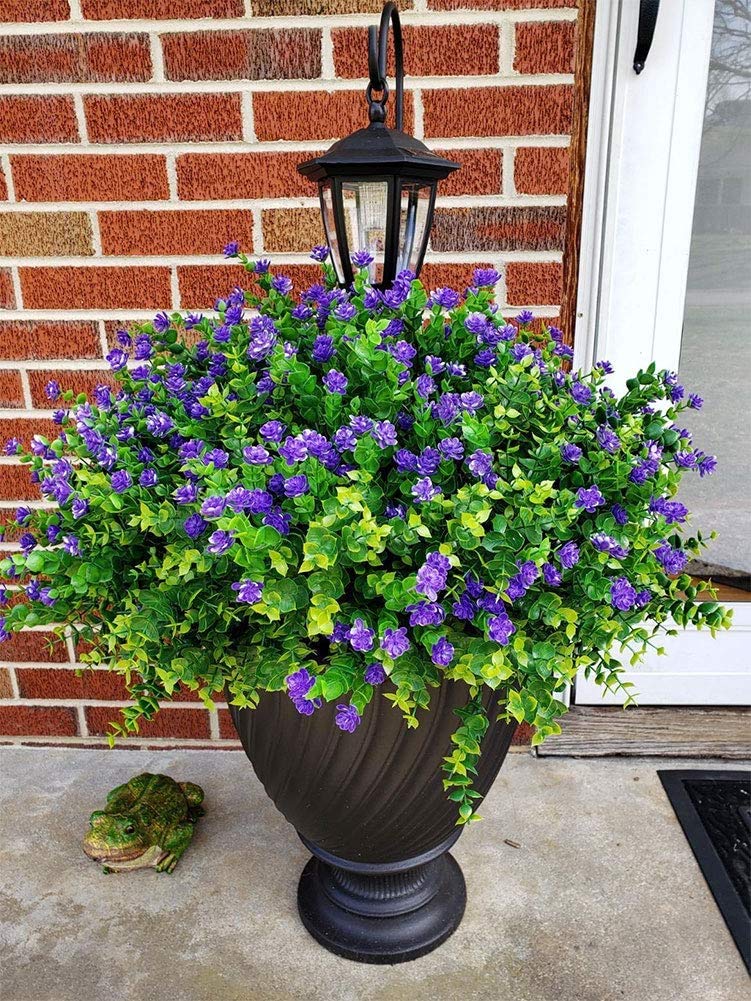 2 Bundles Artificial Flowers Outdoor Decoration UV Resistant Plants Plastic Fake Window Box Home Garden Office Wedding Decor
