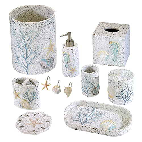 Avanti Linens - Covered Jar, Countertop Organizer, Sea Inspired Home Decor (Coastal Terrazo Collection)
