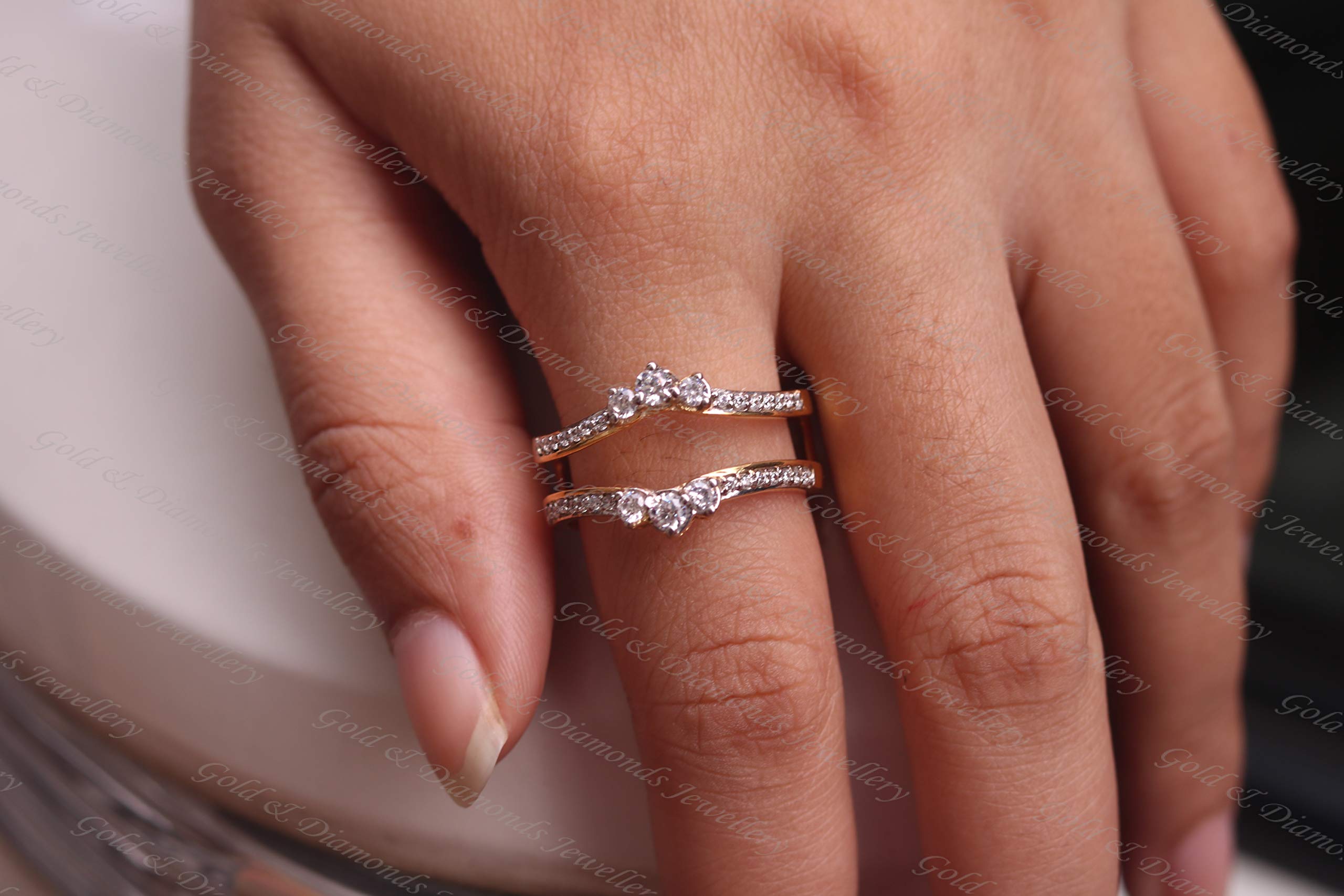 14K Yellow Gold Plated 5/8ct Brilliant Cut Created Simulated Diamonds Solitaire Enhancer Ring Guard Wrap for Womens