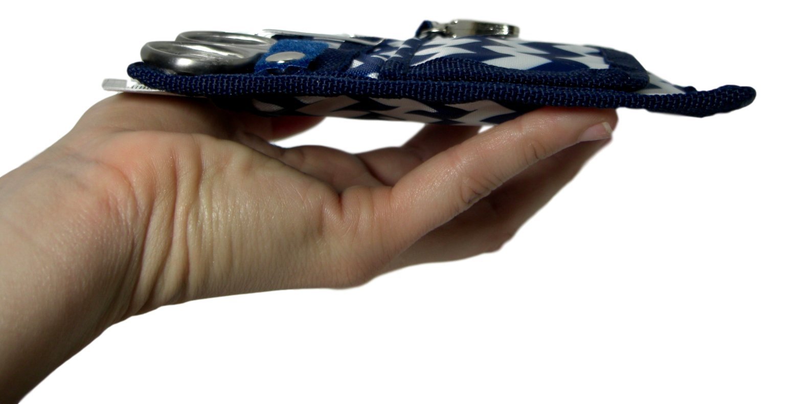 6 Piece Protective Lab Coat Pocket Organizer Kit has Fashionable Blue Chevron Pattern. 6 Pockets Packed With Needed Accessories