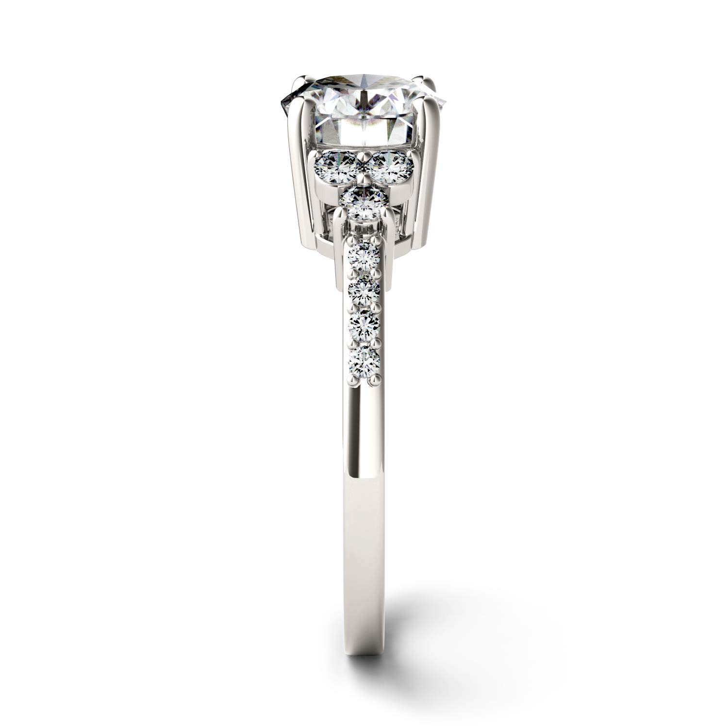14K White Gold Moissanite by Charles & Colvard 9x7mm Oval Engagement Ring-size 7 2.30cttw DEW