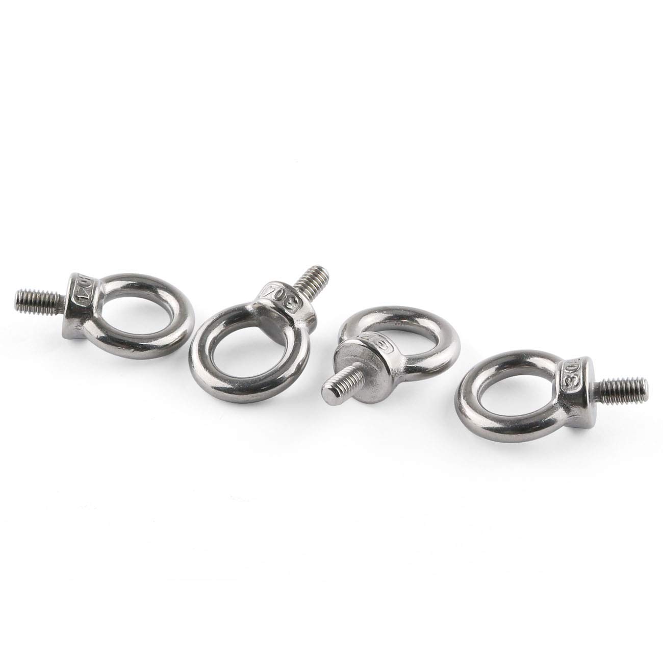 E-outstanding Eyebolt 6PCS M6x12 Male Thread Machinery Shoulder Lifting Ring Eye Bolt with M6 304 Stainless Steel Nylon Lock Nuts