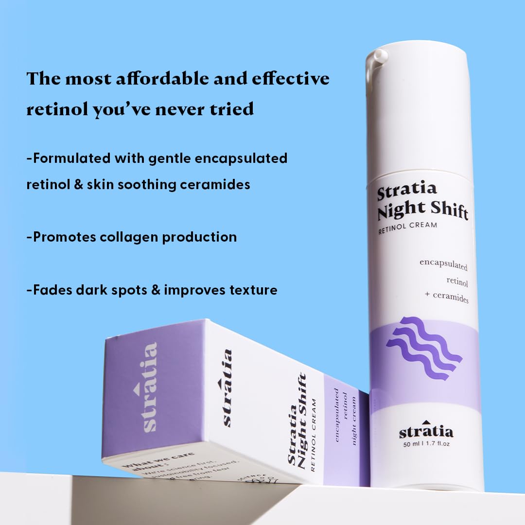 Stratia Night Shift - Age-Defying Night Cream with Encapsulated Retinol - Formulated for All Skin Types, 1.7 Fl Oz