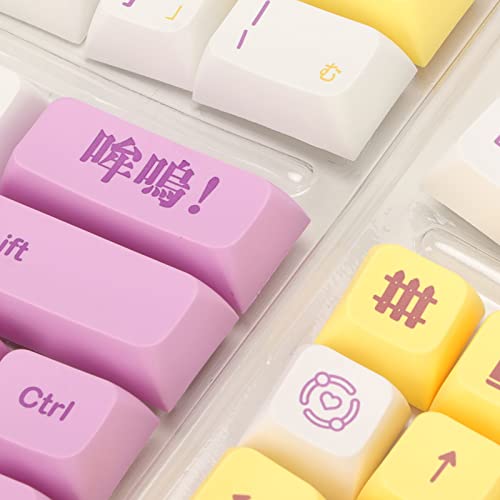 130 Keys Keycap, XDA Heat Sublimation Clear Handwriting PBT Keycap Set for 84 87 96 98 100 104 108 Keys Mechanical Keyboard Switch US Layout Mechanical Gaming Keyboard