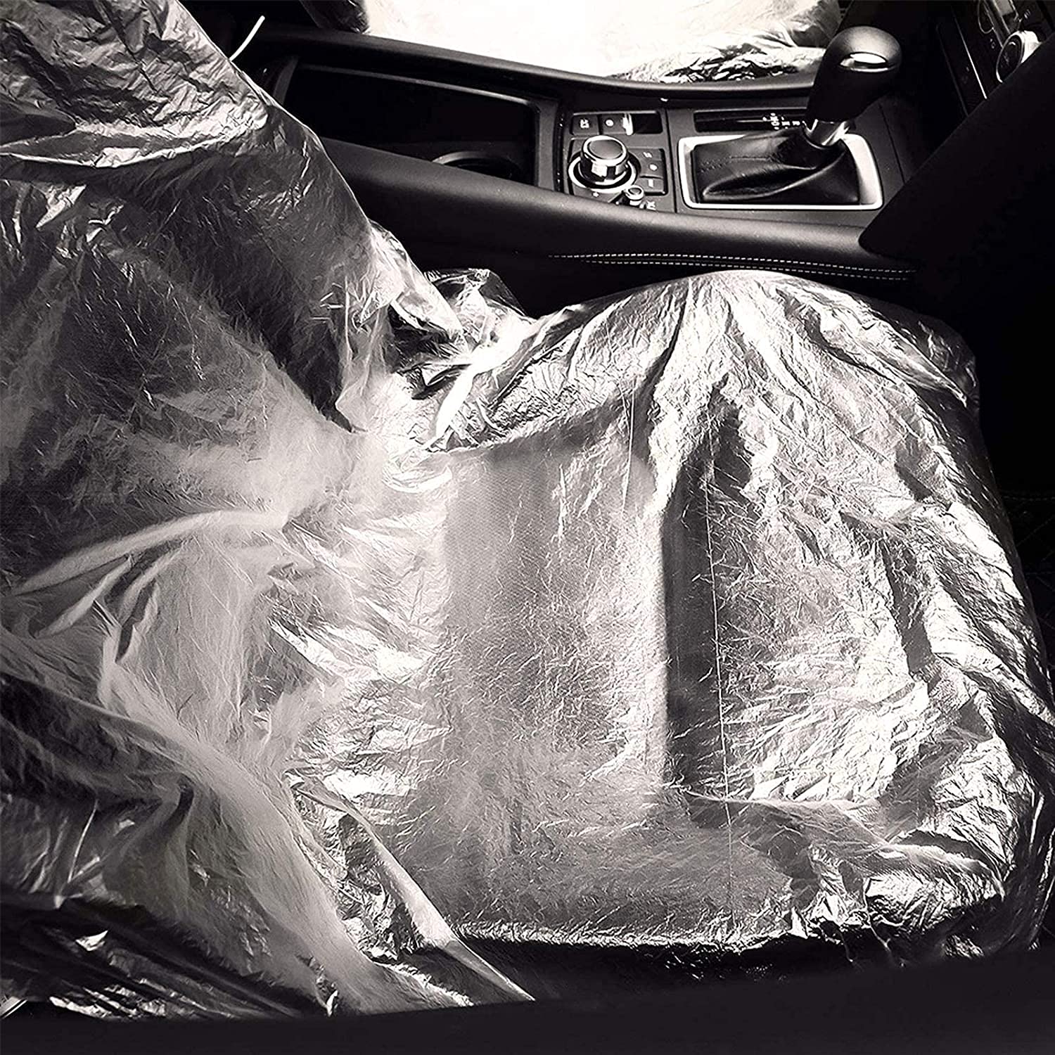 RISHNEG Car Seat Covers, 100 Pcs Clear Car Disposable Plastic Seat Covers, Vehicle Protector Seat Protective Covers Films for Car Airplane Seats, Restaurant Seats, Bus Seats, 100pcs Car Seat Covers