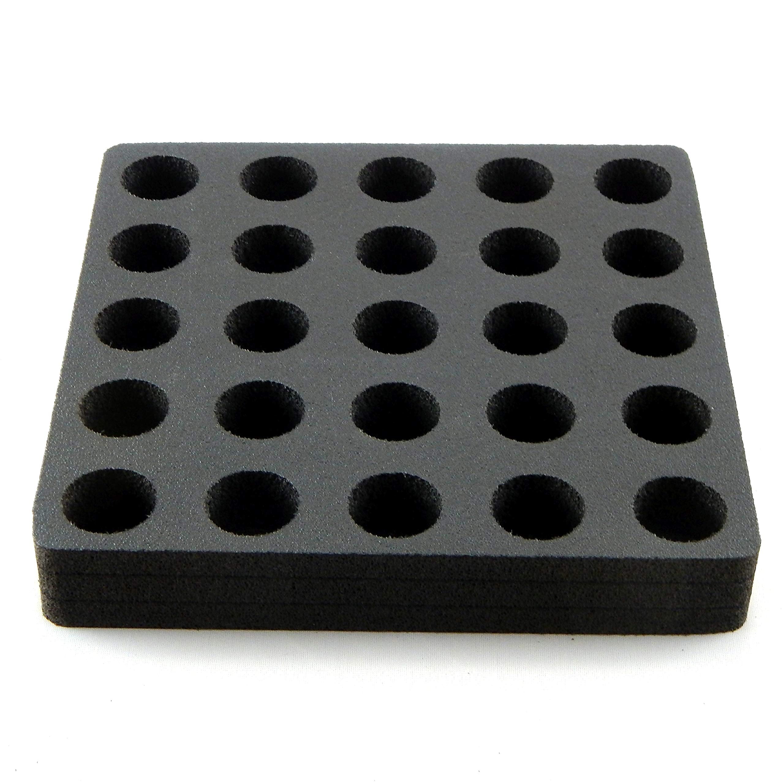 Polar Whale Vial Rack Black Foam Storage Rack Holder Organizer Stand Transport Holds 25 Vials Fits up to 24mm Diameter
