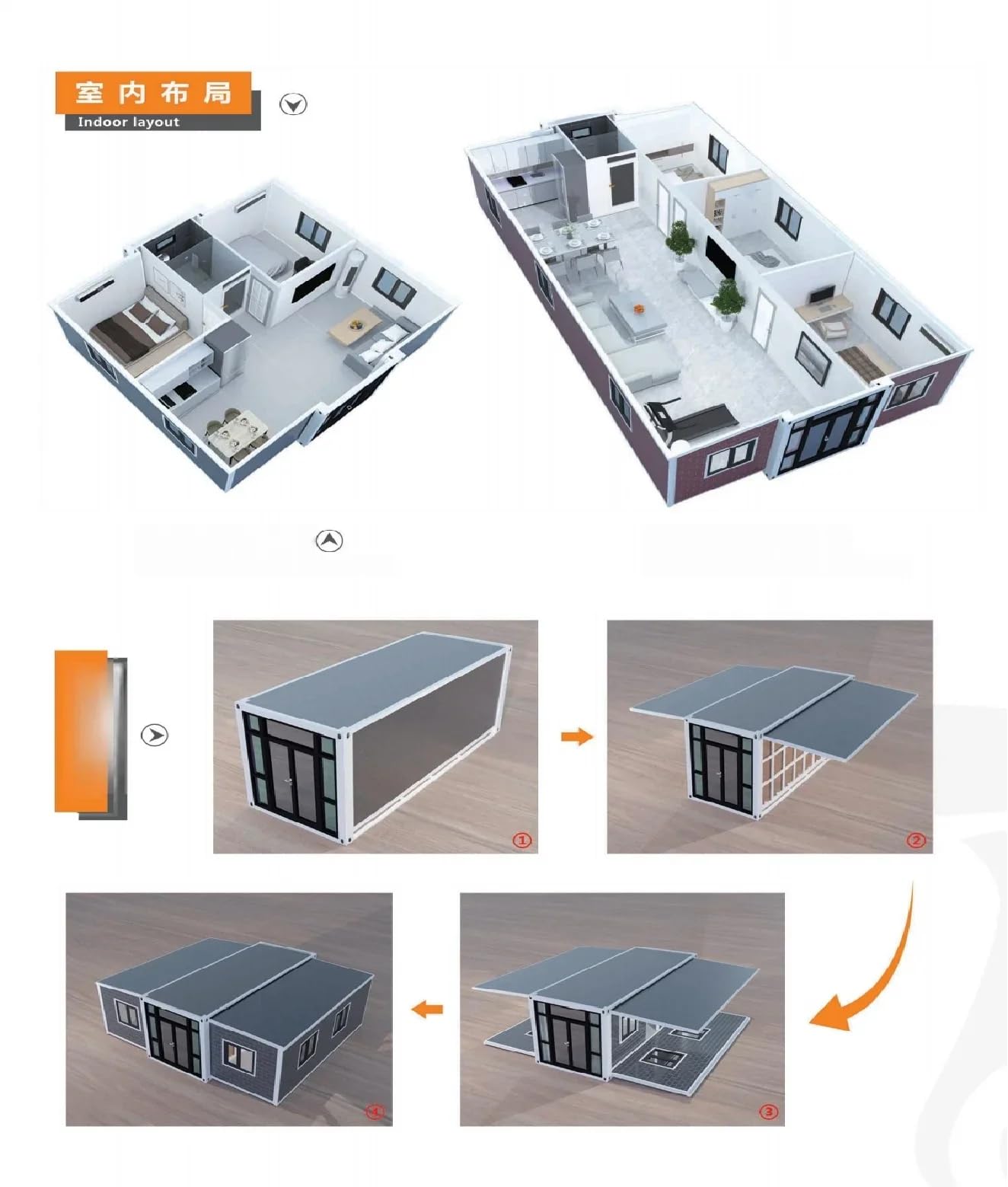 20ft Portable Prefabricated Tiny House | Customizable, Expandable and Moveable | Modular Container Folding House for Hotel, Office, Stall, Villa, Shop, Warehouse, etc