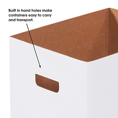 Aviditi 7 Gallon Corrugated Cardboard Trash Can and Recycling Bins with Recycle Logo, 15" x 11" x 15", White, Reuseable and Disposeable Garbage Container for Parties and Outdoor Events, 20 Pack