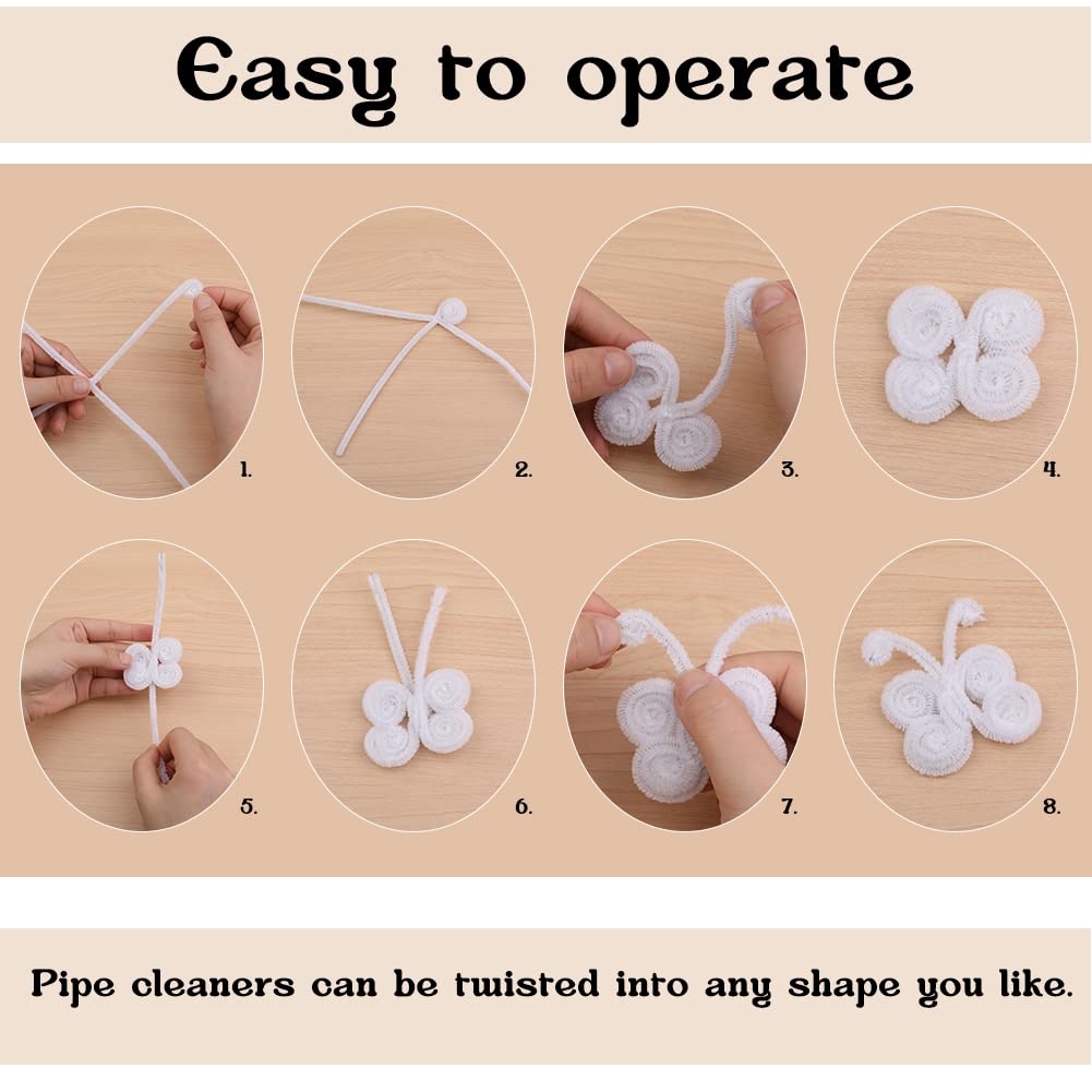 130 PCS Pipe Cleaner Chenille Stem,White Pipe Cleaner for Crafts Handy Disposable Cleaning Tool - 6mm x 12" for DIY Art Craft Decorations