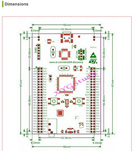 XYGStudy STM32F407G-DISC1 STM32F4DISCOVERY Discovery ARM Cortex-M4F Development Board Kit with MCU ST STM32 STM32F4 STM32F407 STM32F407VGT6 Embedded ST-Link/V2 -A Debugger