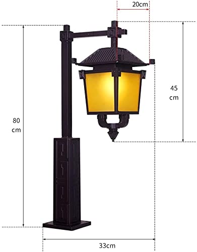 ACLBLK European Coffee Gold Yellow Lampshade E27 Antique Street Lamp IP55 Waterproof Garden Glass Lantern Post Pole Light Landscape Home Patio Path Lighting Villa Park Pillar Floor Lamp