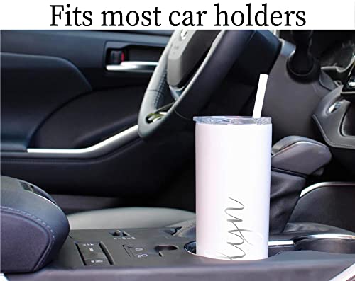 AVITO Personalized Tumbler - Laser Engraved - 20 oz Stainless Steel Skinny Tumbler - Includes Straw and Lid - Vacuum Insulated - Personalized Gift for Bridal Party, Birthday, Teacher Gift