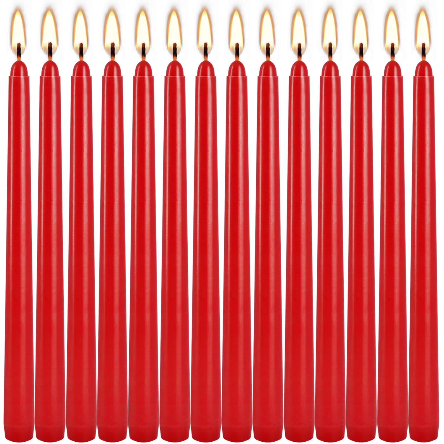 14 Pack Glowing Red Tapers Candles- 10-Inch unscented Candles for 8 Hours of Festive Magic, Perfect for Weddings,Christmas, New Year Celebrationsā¦