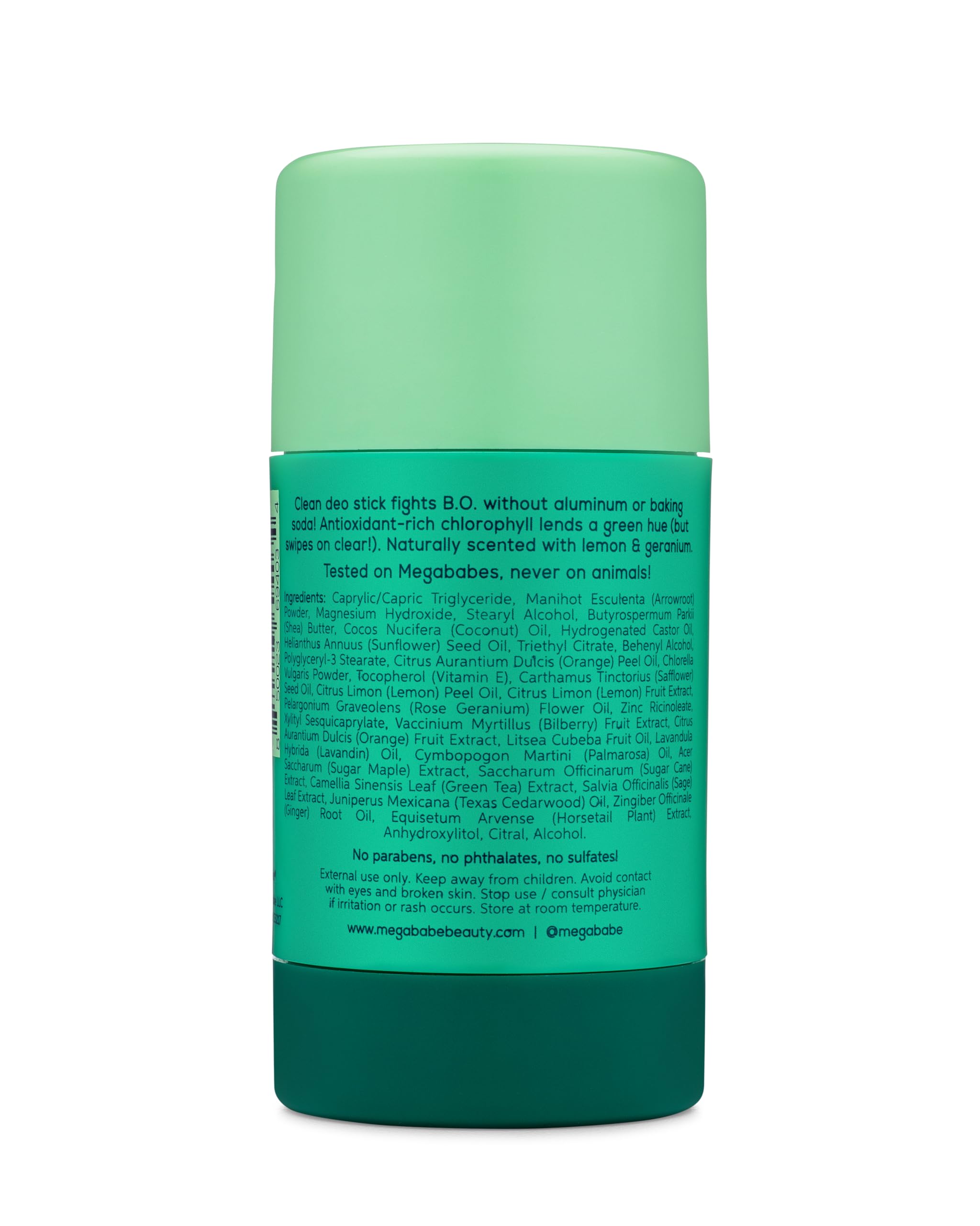 Megababe Daily Deodorant - The Green Deo with Anti-Antioxidants | Aluminum-Free, Solid, All Natural | Geranium & Lemon | Free from Parabens, Sulfates & Phthalates | 2.6 oz