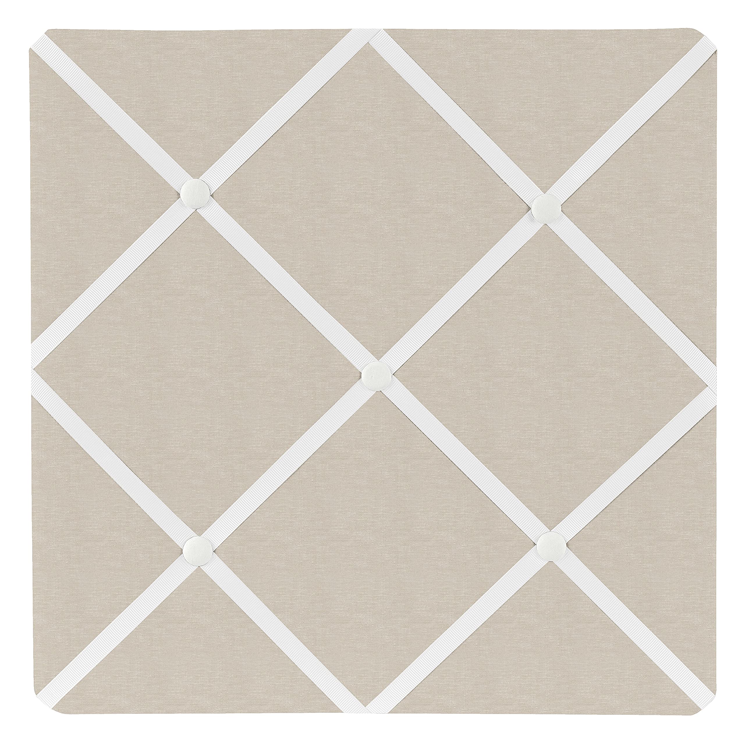 Sweet Jojo Designs Boho Bohemian Fabric Memory Memo Photo Bulletin Board - Gender Neutral Ivory Cream Beige Tan Off White Taupe for Woodland Farmhouse Botanical Floral Linen Collection