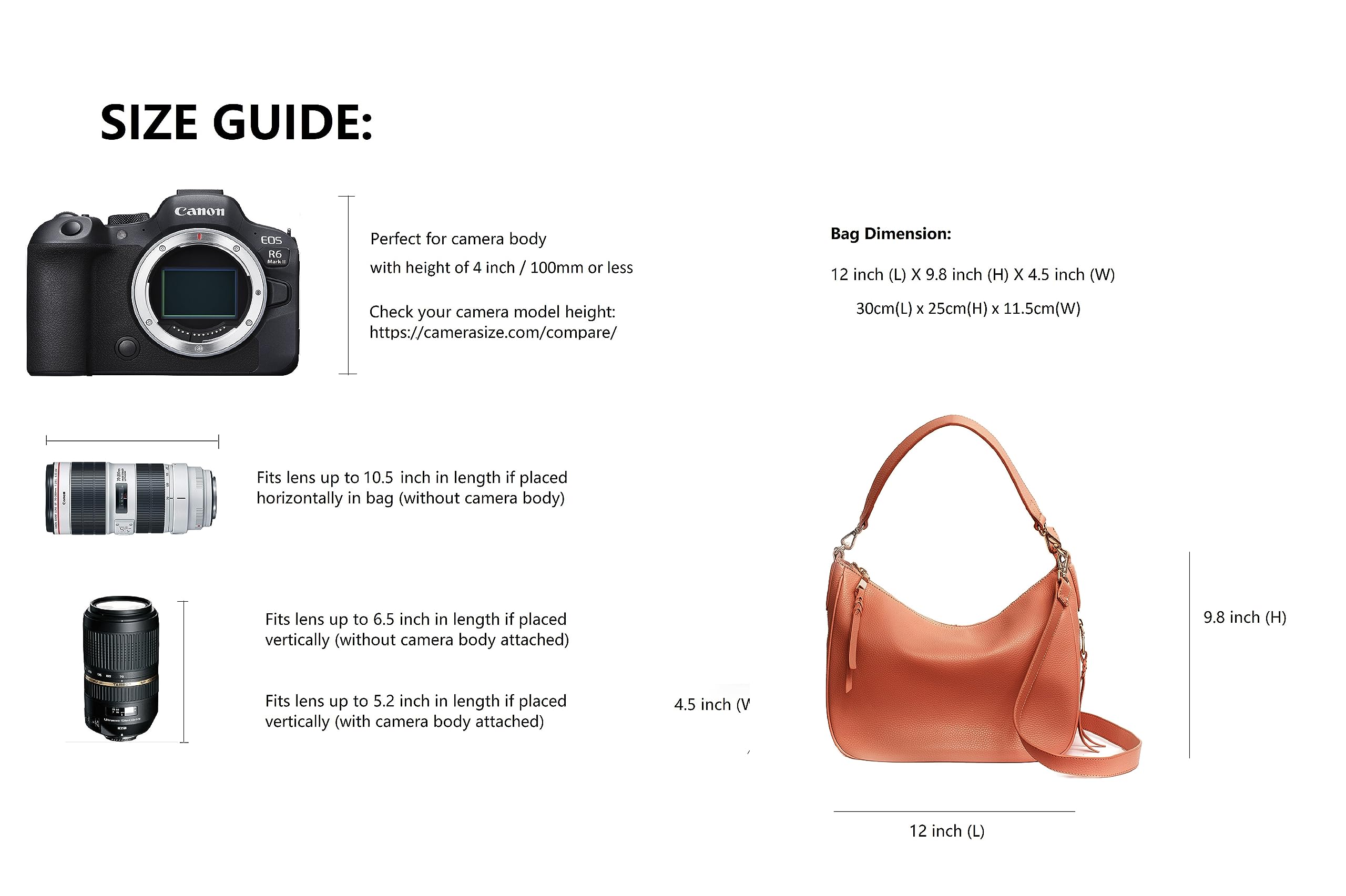 Meliae Camera Bag for Women, DSLR Mirrorless Camera Purse, Leather Shoulder Crossbody Hobo Travel Tote for Photographers (Brown)
