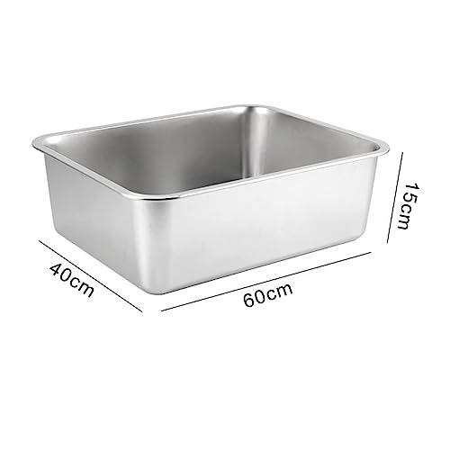 ＡＷＨＡＯ Stainless Steel Cat Rabbit Litter Box High Sides Multifunctional Rustproof Scratchproof Smooth Edge Kitten Toilet Top Open, 60x40x15cm