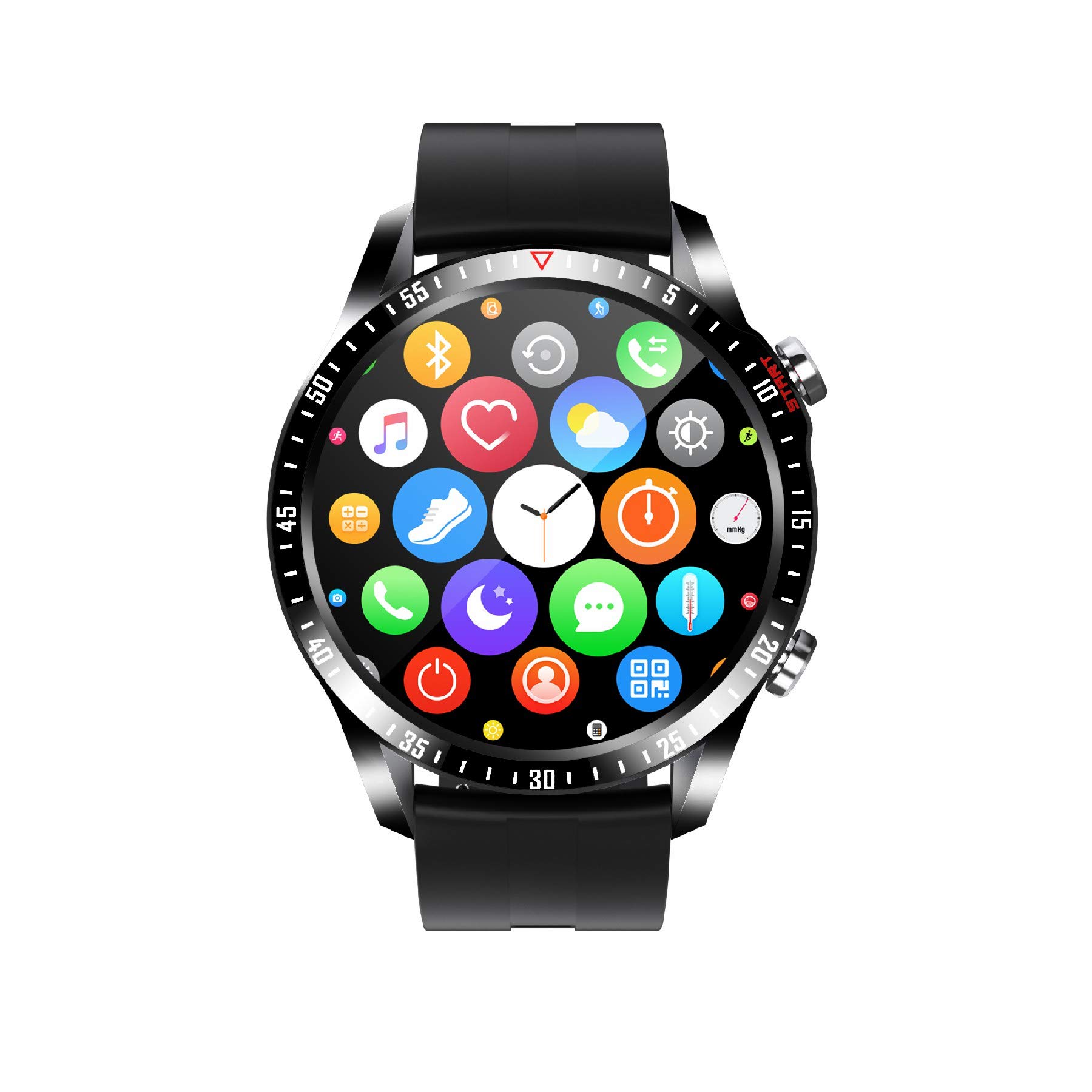 KRG Kerunga Business Sports Smart Watch Compatible with iPhone and Android/with Bluetooth Calling/Heart Rate/Sleep Tracker/IP67 (Black Silicone Strap Style, KRG-K29, 10*1.8*0.5inch