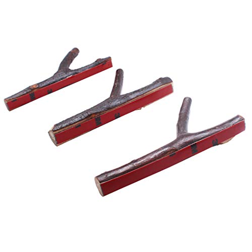 Gullor 3 PCS Natural Wooden Coat Hooks,Vintage Real Wood Tree Branch Wall Hook, Key Holder, Coat Hook,Strong Suction Hooks.