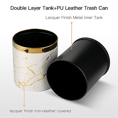 Huaqinglian 2.6Gallon Small Office Trash Can,Bathroom Garbage can,Bedroom Waste Basket Bin Garbage Bag Invisable Trash Bin for Living Room (Black Gold Marble)