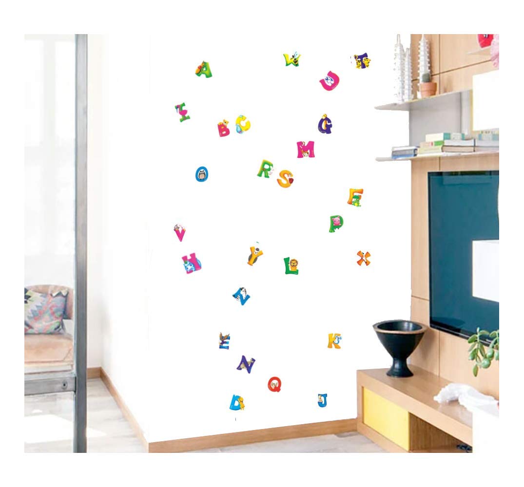 Adam Victor Removable Fun Educational Alphabet Wall Decals Kids Room Decorations Art Décor Stickers Nursery DIY PVC Decal Bathroom Sticker