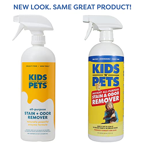 KIDS 'N' PETS - Instant All-Purpose Stain & Odor Remover β 27 fl oz - Permanently Eliminates Tough Stains & Odors β Even Urine Odors - No Harsh Chemicals, Non-Toxic & Child Safe, Multi-Color