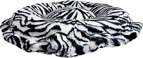 Bessie and Barnie Ultra Plush Zebra/ Midnight Frost Deluxe Luxury Shag Dog/Pet Lily Pod Bed Machine Washable